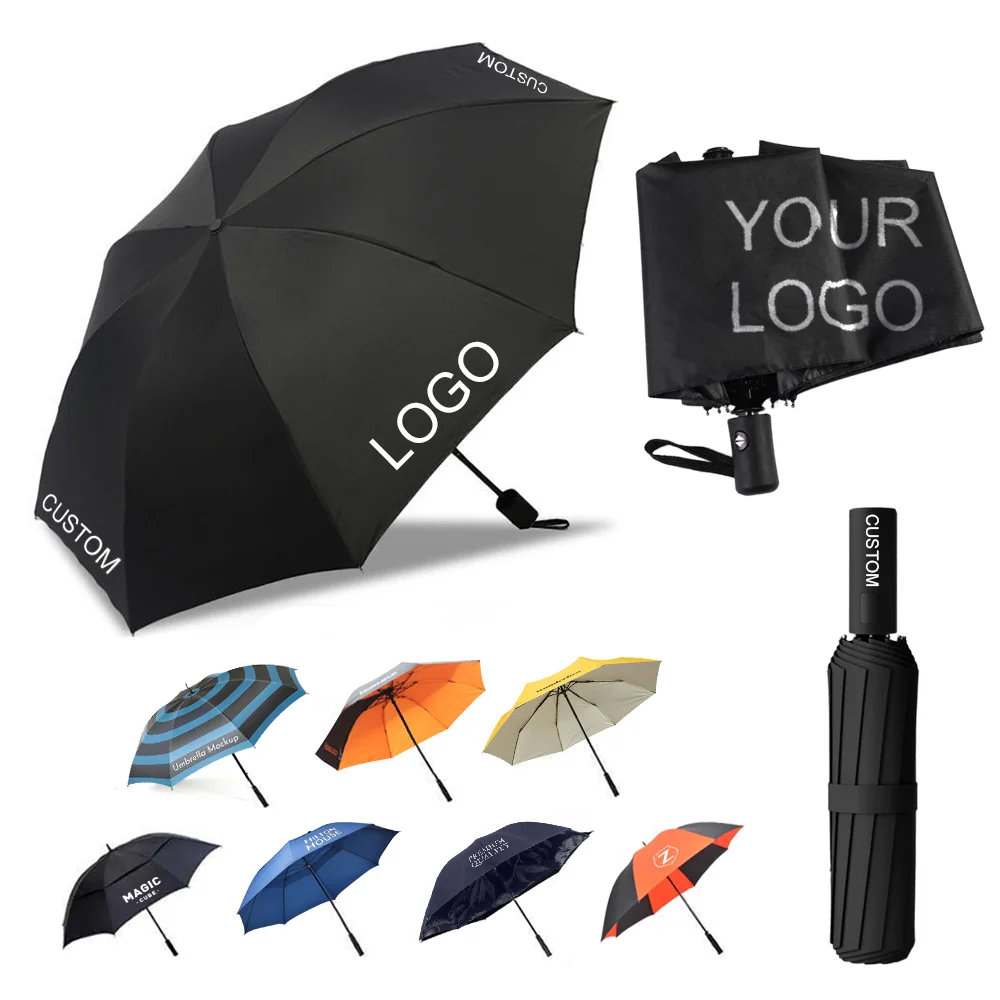 Promotional Folding Umbrella Personal Logo sunshade custom logo compact portable rain automatic ...