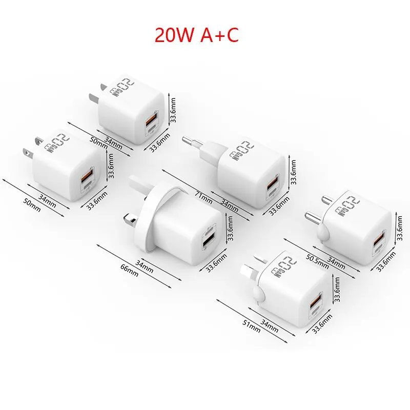 Ultra Tiny Square Cube 20W 30W 33W 35W 40W 45W 50W 65W GaN Wall Charger ...