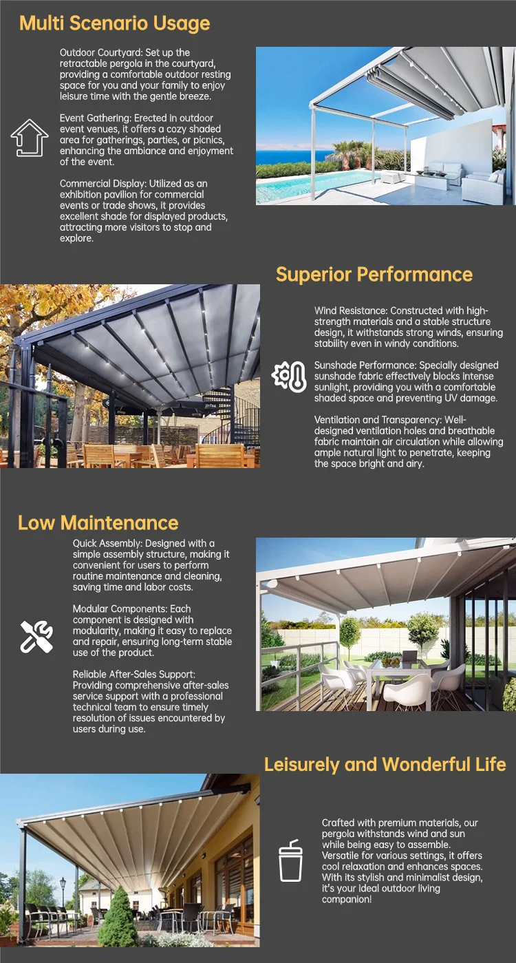 ALPES Retractable Sliding Folding Waterproof Terrace Roof