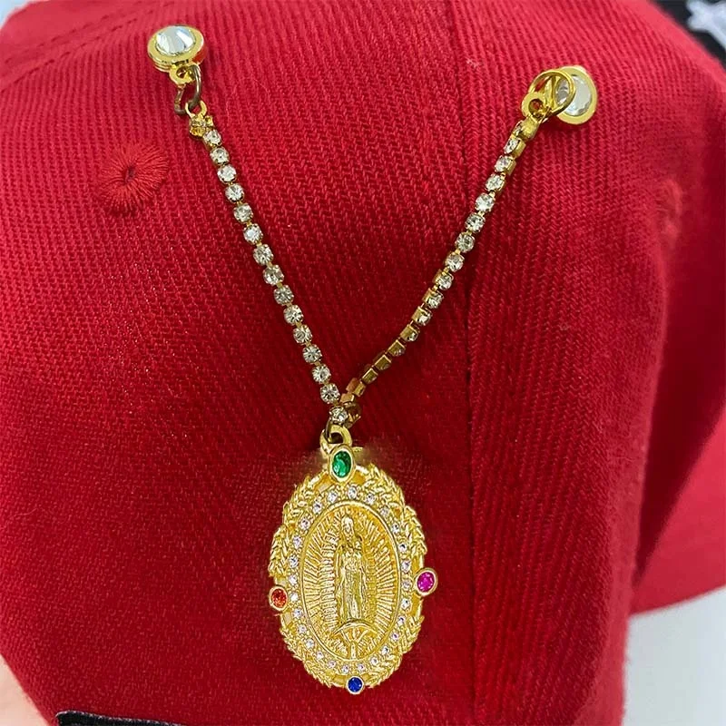 Custom Snapback Baseball Hat Pin with Chain With Diamonds Rhinestone ...