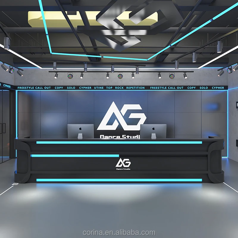 Gym Reception Counter I Shape Front Desk Reception Counter Customized ...