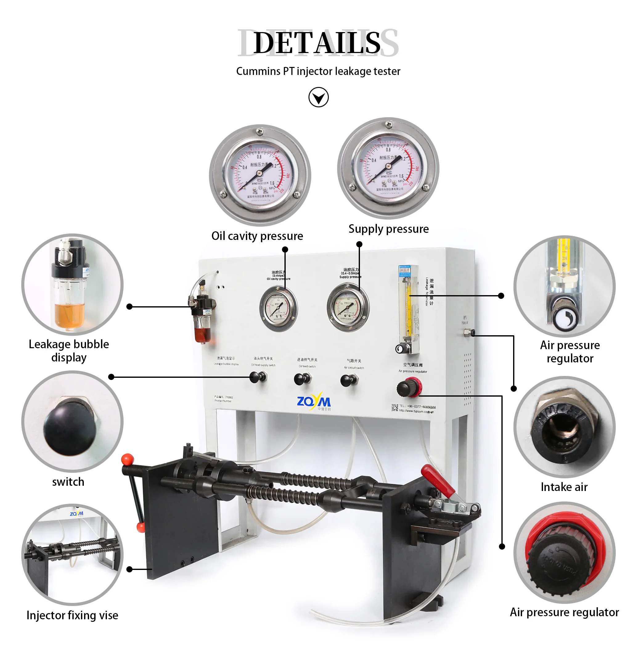ZQYM PT Fuel Pump Tester - Universal Cummins PT Injector Test Bench