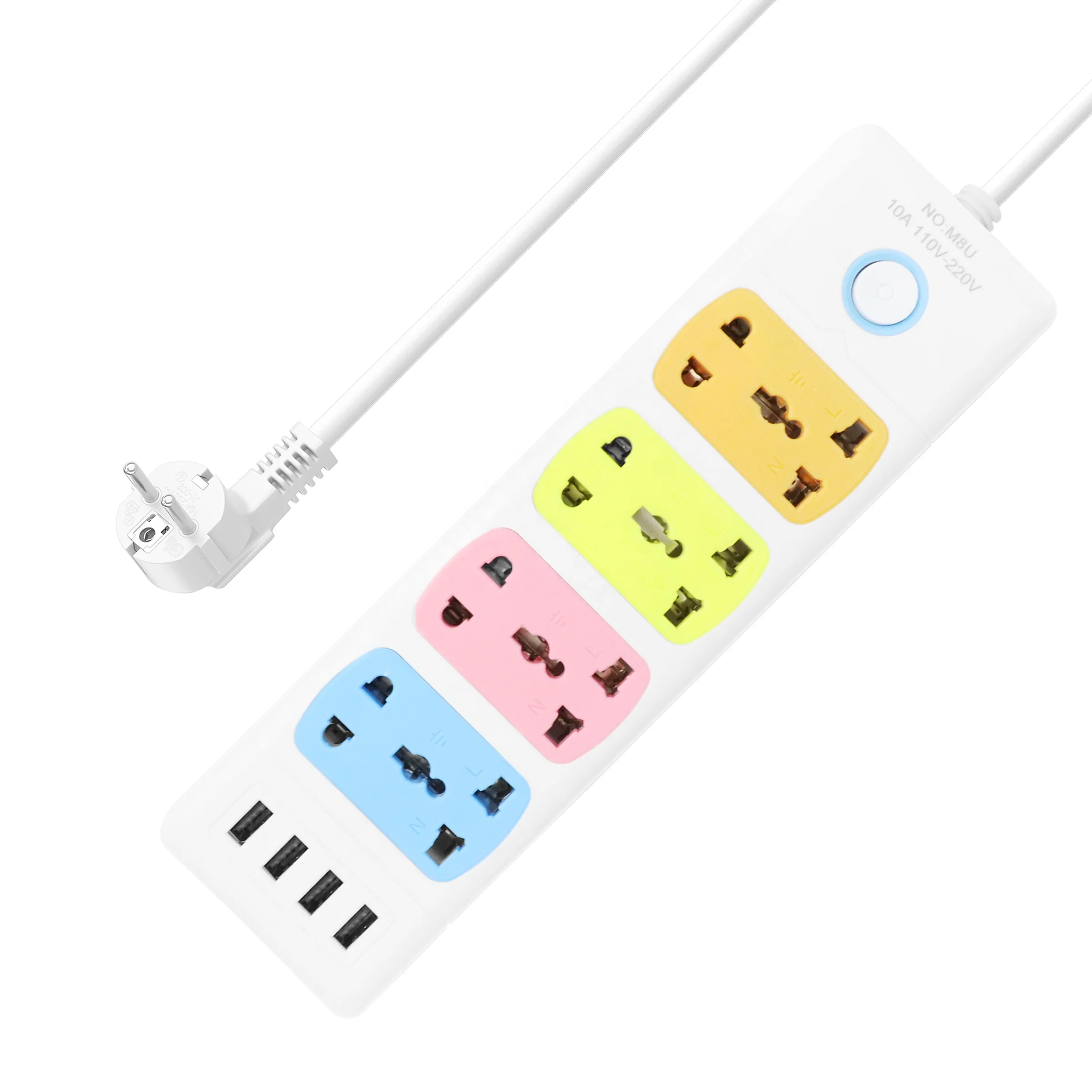 Universal Power Socket Usb Power Strip Extension Board Plug 8 Outlet ...