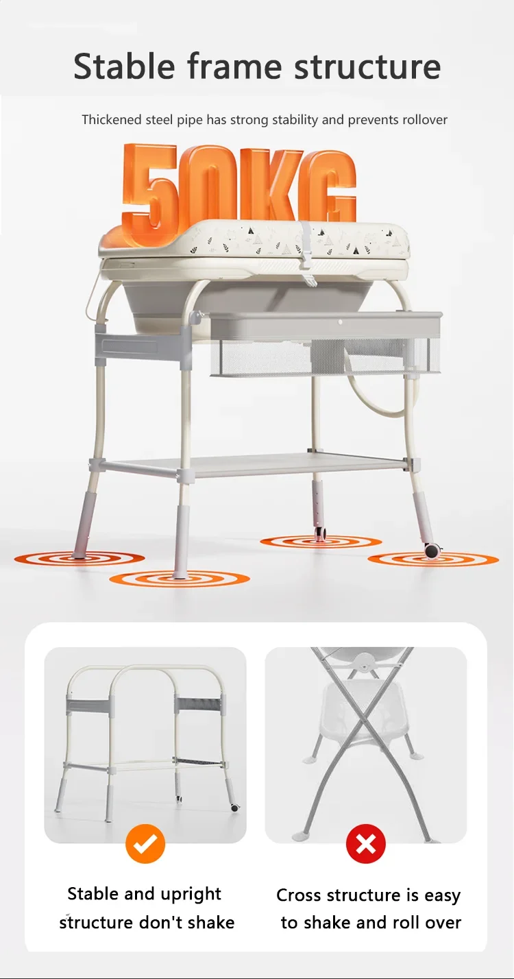 Multifunctional Baby Bed Crib Bath Nursing Table With Wheels Changing ...