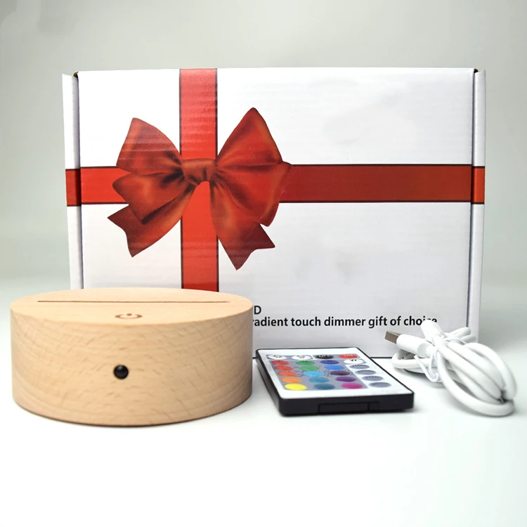 OEM 8cm Round Wood Led Color Light Base Round Rechargeable Wooden Led ...