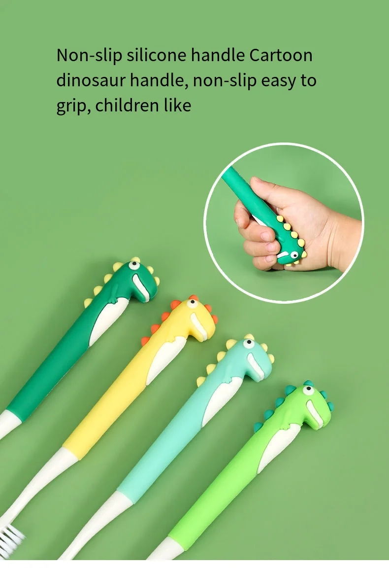 Cartoon Dinosaur Children's Toothbrush Soft Fine Hair Mouth Guard Small ...
