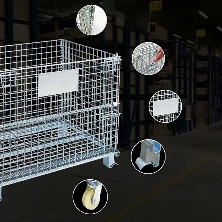 Medium Weight Warehouse Stackable Foldable Storage Steel Mesh ...