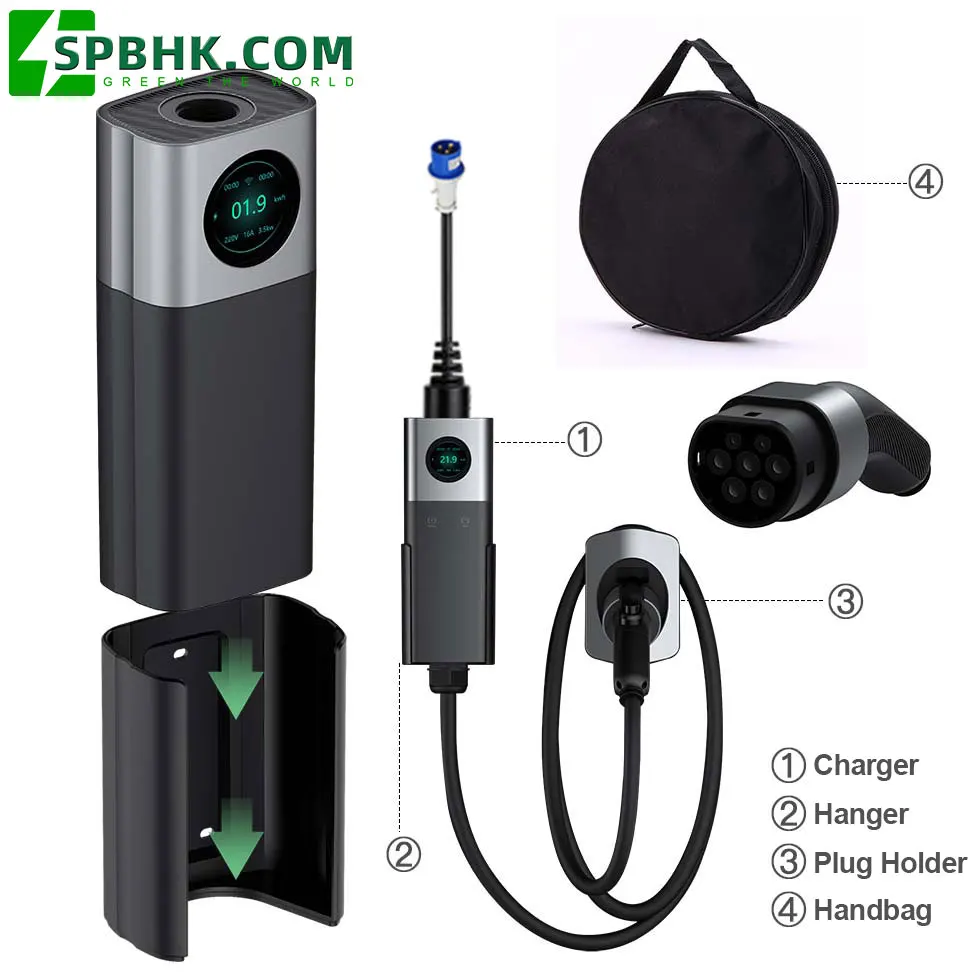 1phase 3phase 16a 32a Level 2 Portable Ev Charger Type 1 Type 2 Gbt Ev ...