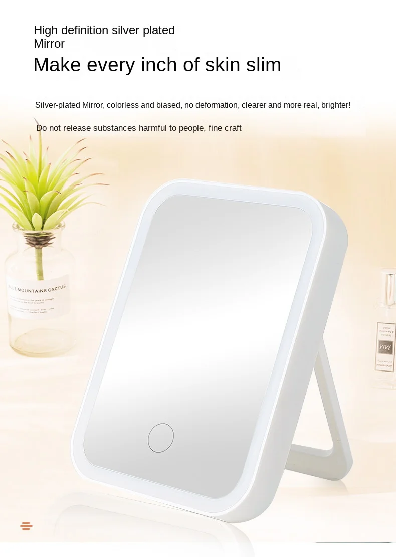 Hot-selling Square Led Makeup Mirror Desktop Usb Charging And Touch ...