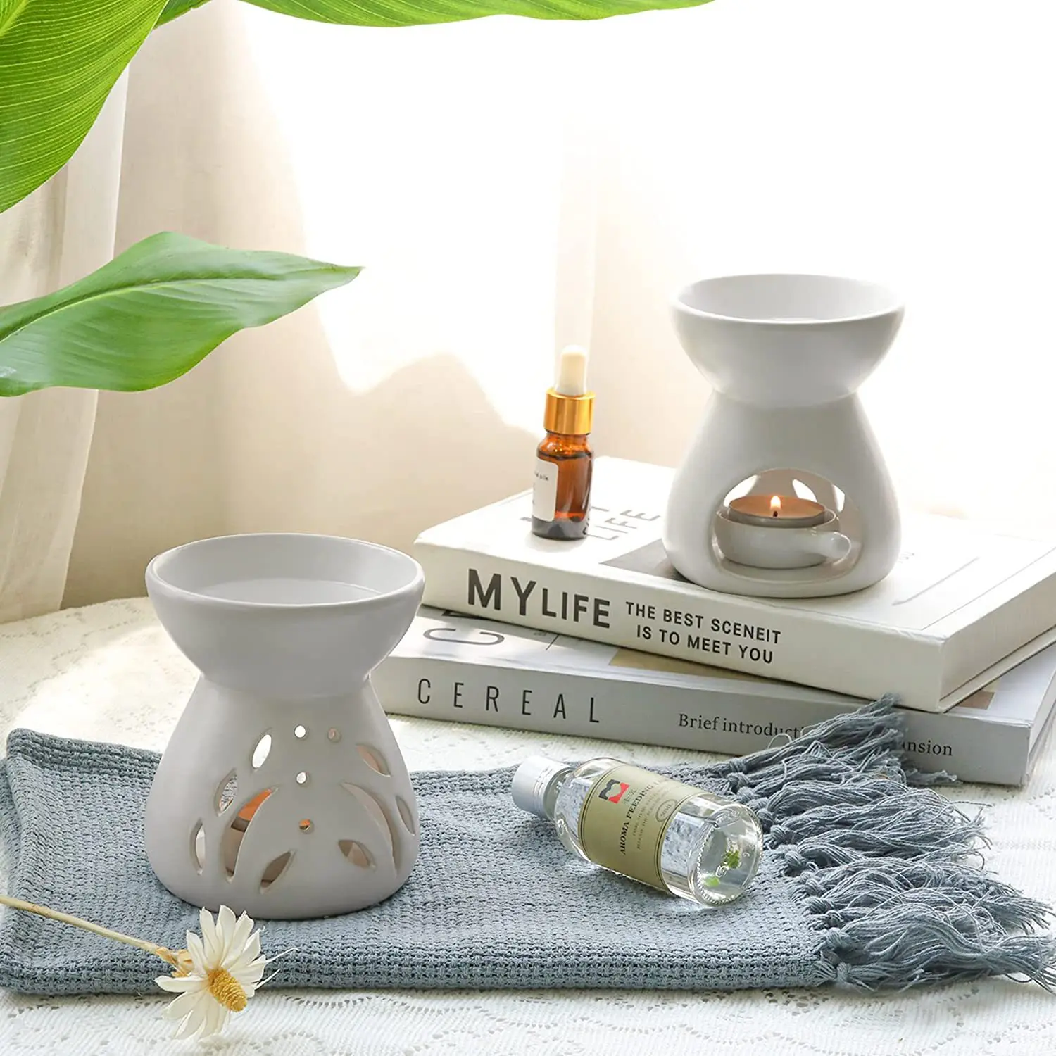 Aromatherapy Aroma Burner Ceramic Oil Diffuser Candle Tealight Holder ...