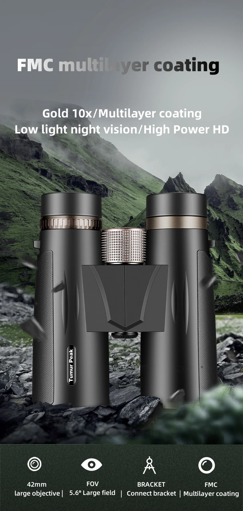 Lucrehulk 10x42 Binoculars - High Power Long Range Vision