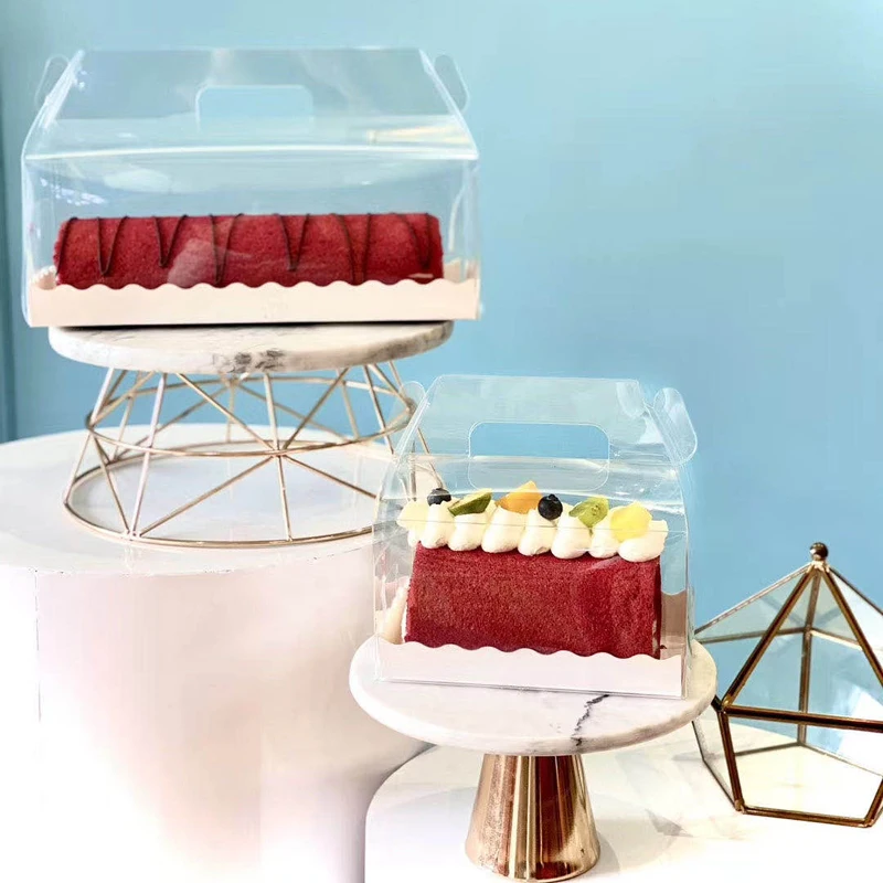 Customizable Portable Cake Packaging Transparent Box Disposable Square ...