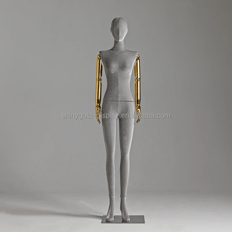 Wholesale Velvet Female Mannequin Plating Silver Gold Flexible Arm ...