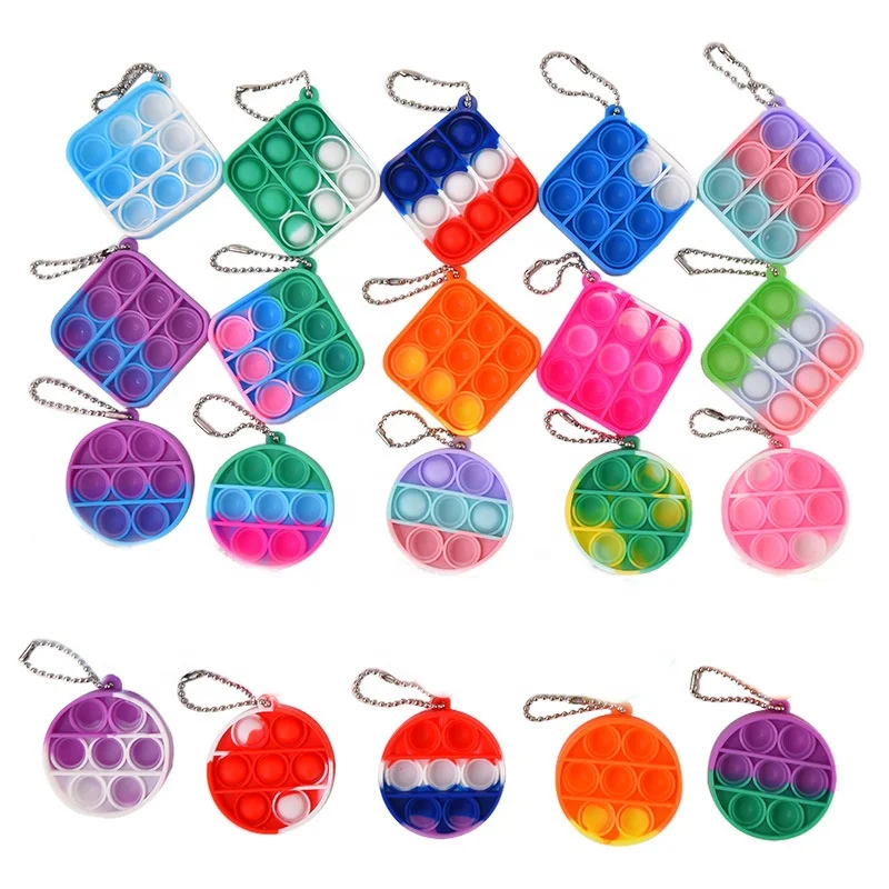 Cheap Mini Push Pop It Fidget Pvc Keychain Relieve Silicone Key Ring ...