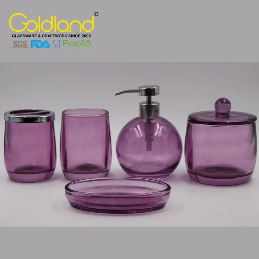 Luxury Glass Bathroom Set Custom Purple Color Modern Bathroom ...