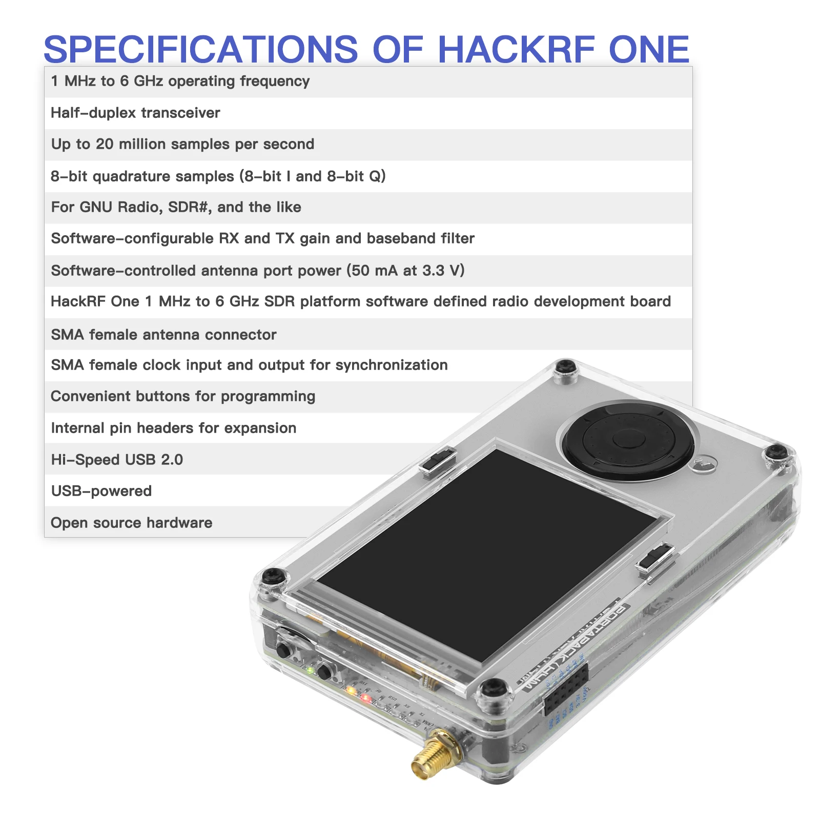 HackRF One R10C+H4 V2.0.x SDR Radio with MAX2837 & 5 Antennas - Ham Radio Gear