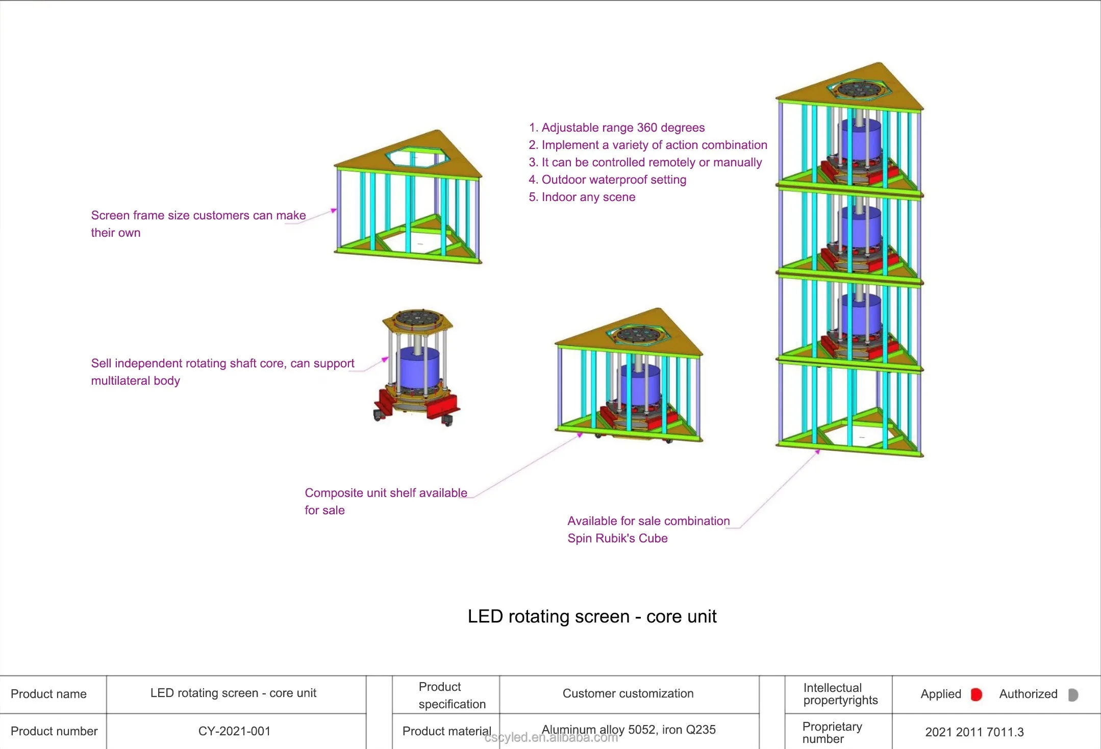 360-degree Rotating LED Screen - Customizable Digital Display