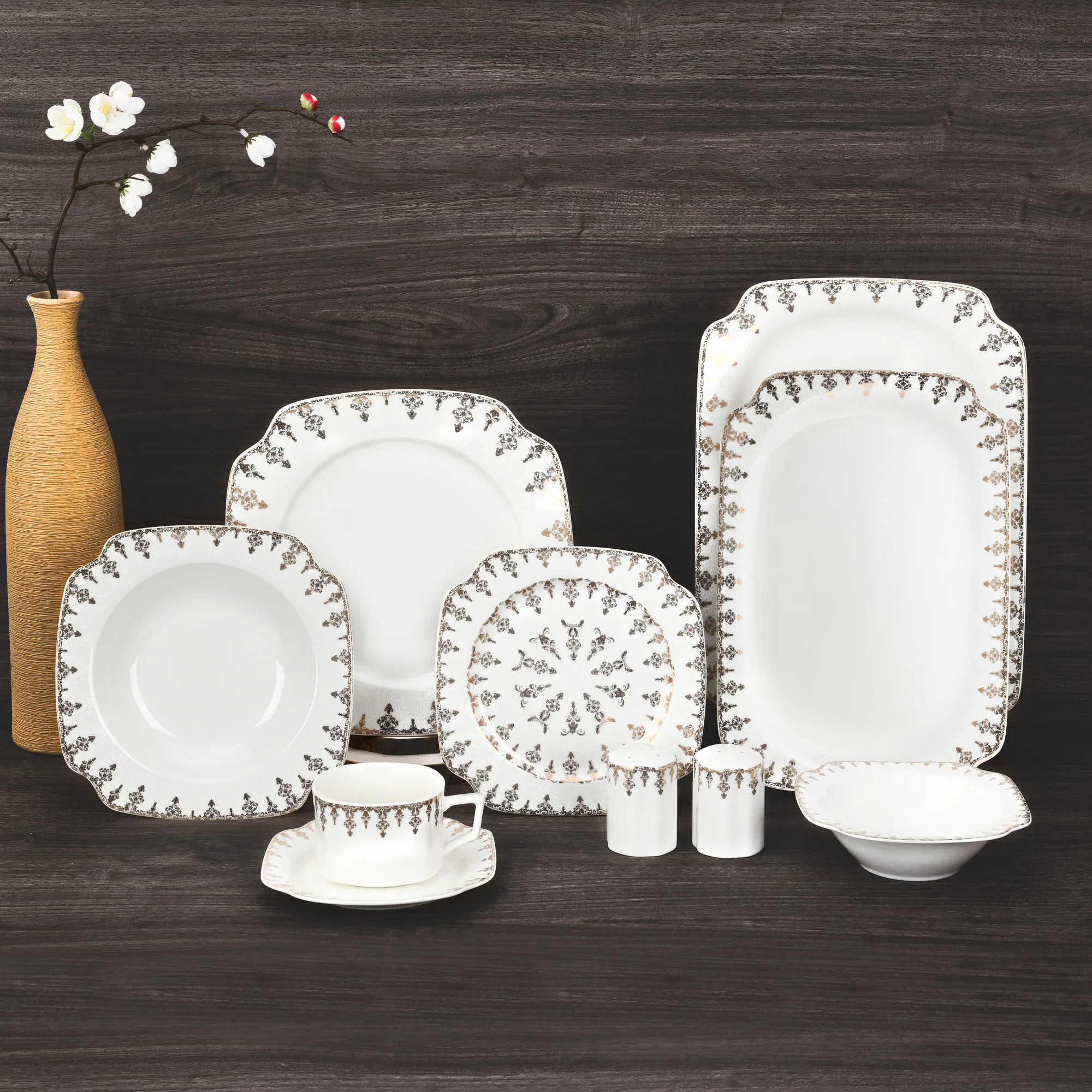 Modern Dinnerware Porcelain Dinnerware Set New Bone China Round Plate ...