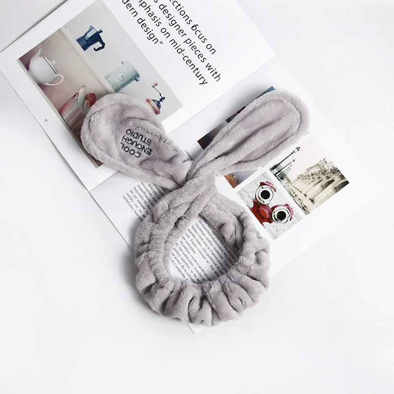 Customized Logo Twist Plush Bunny Rabbit Ear Headband Stretchable ...