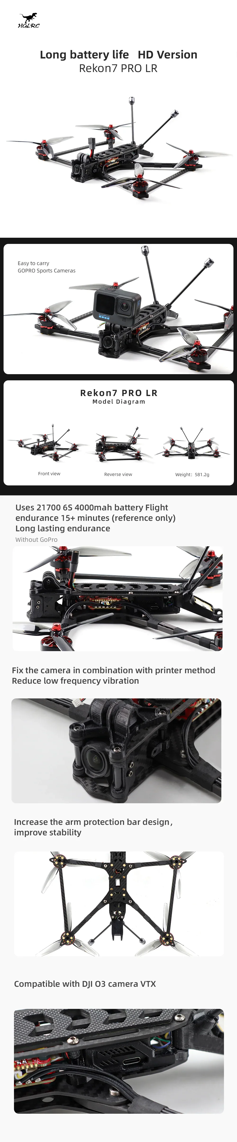 UFlight Analog XL10 Inch FPV 4 kg Payload Long Flight Time BNF PNP with ...
