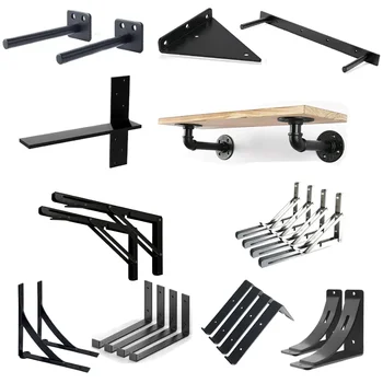 Jh-mech Heavy Duty Triangle Twisted Wall Shelf Bracket Black Metal ...