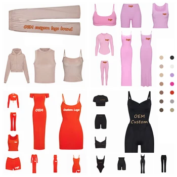 Lounge Wear Cotton Ribbed Jersey Bra Shirt Skims Lounge Wear Women Two ...