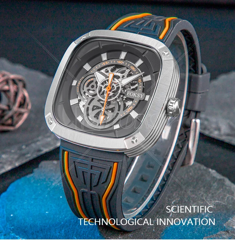 Wholesale Designer Luxury Skeleton Square Hand Watch Custom Logo ...