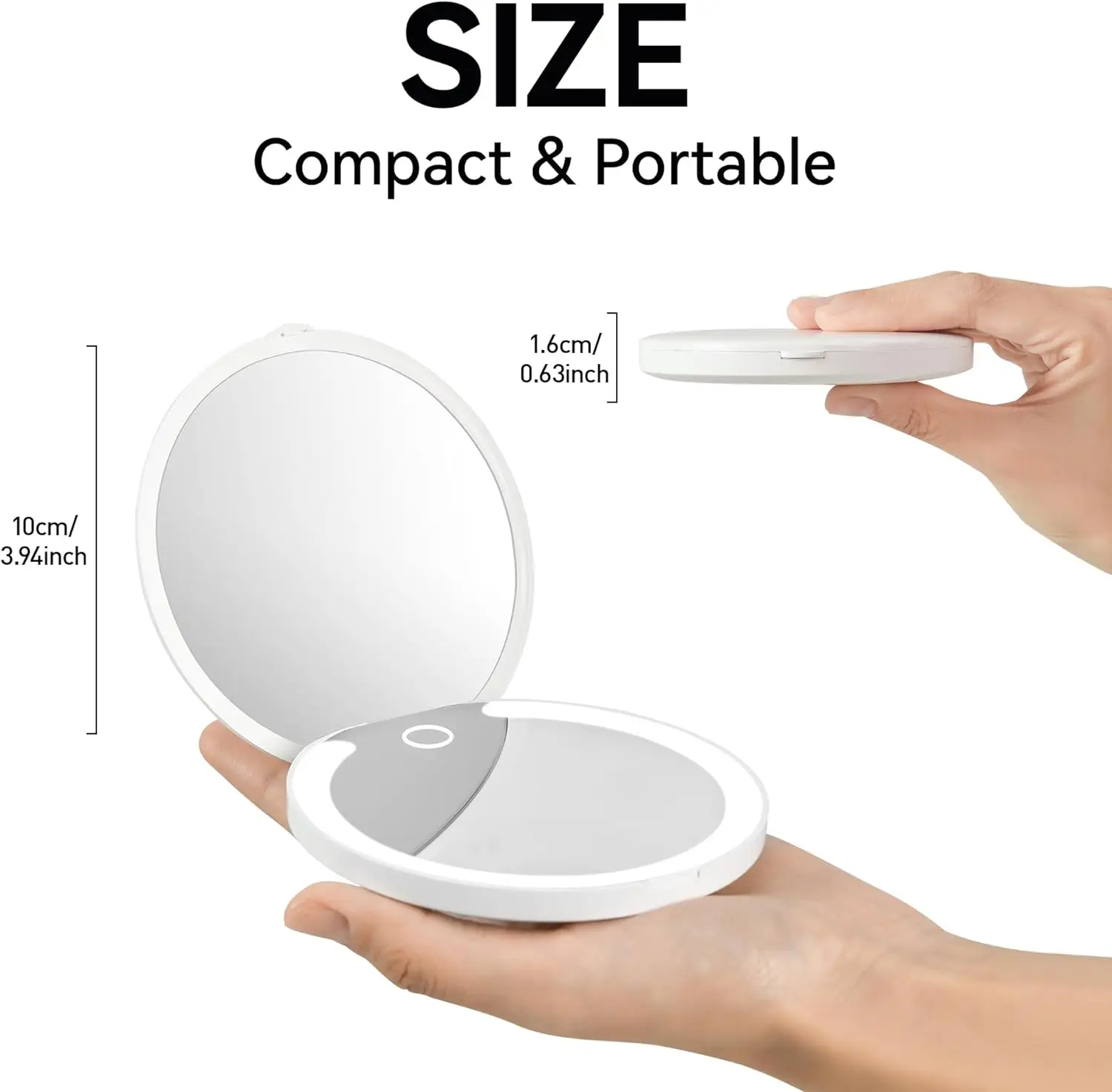 Rechargeable LED Makeup Mirror Portable Foldable Travel Handheld Pocket Small Pocket LED MIrror ...