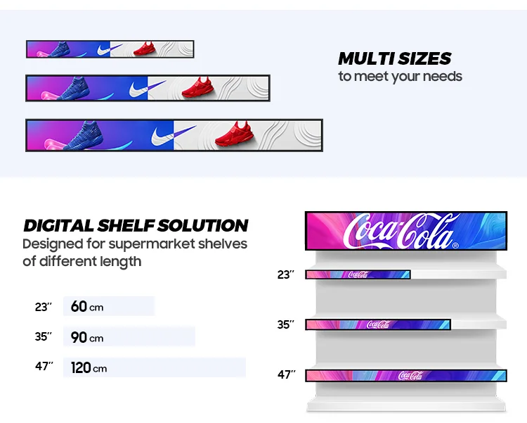 37inch Shelf Edge Digital Signage Display - Stretched Bar LCD Screen