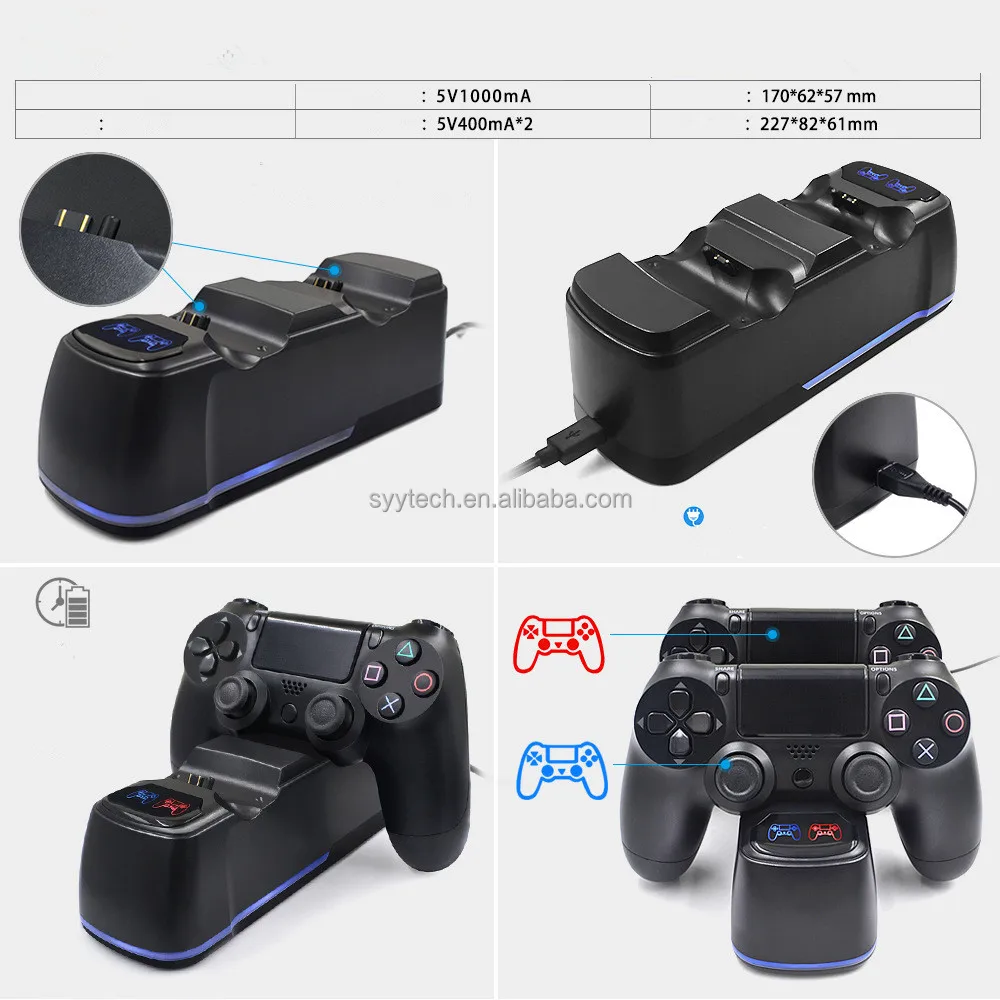 SYYTECH LED Indicator Dock Power Charging Station for PS4