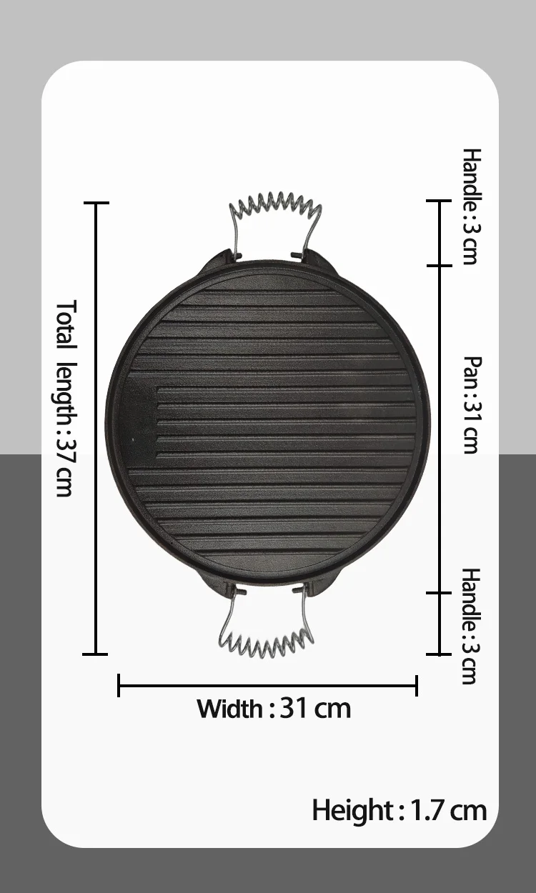 Pre-seasoned Round Cast Iron Griddle Plate Double Burner Griddle With ...