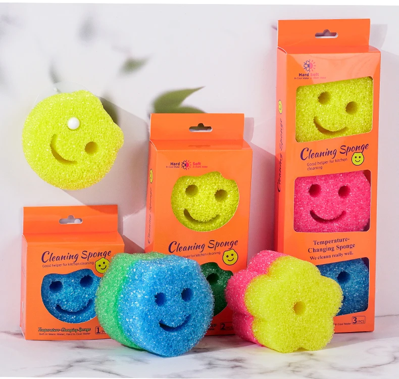 Happy Face Kitchen Sponges - Eco-Friendly Cleaning Tools