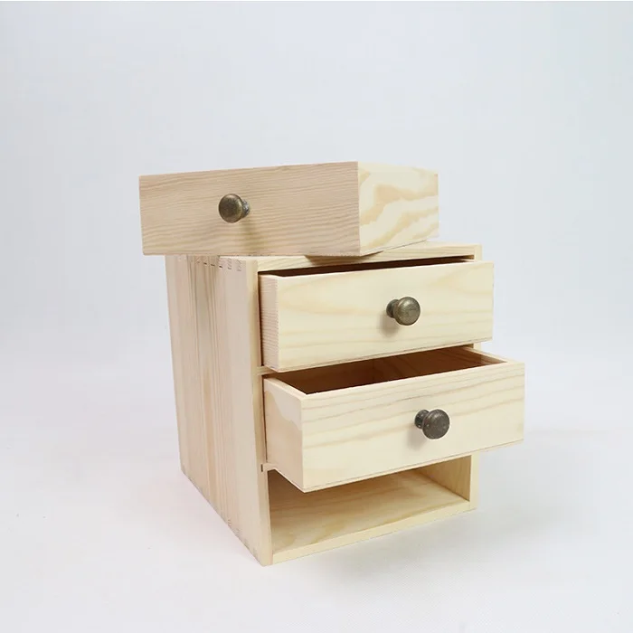 Customized Three-layer Wood Storage Box Wood Three-drawer Box Large ...