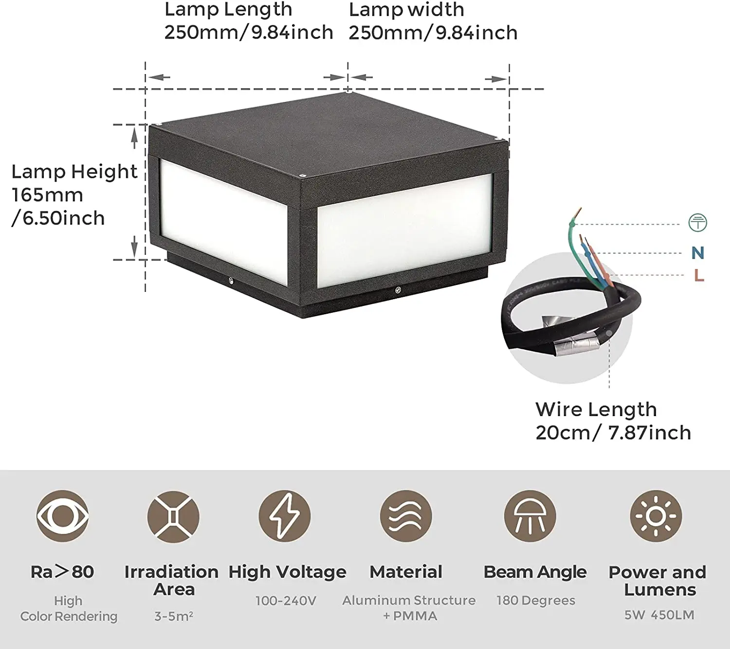 Outdoor Modern Post Light - Wired Lantern Column Lamp