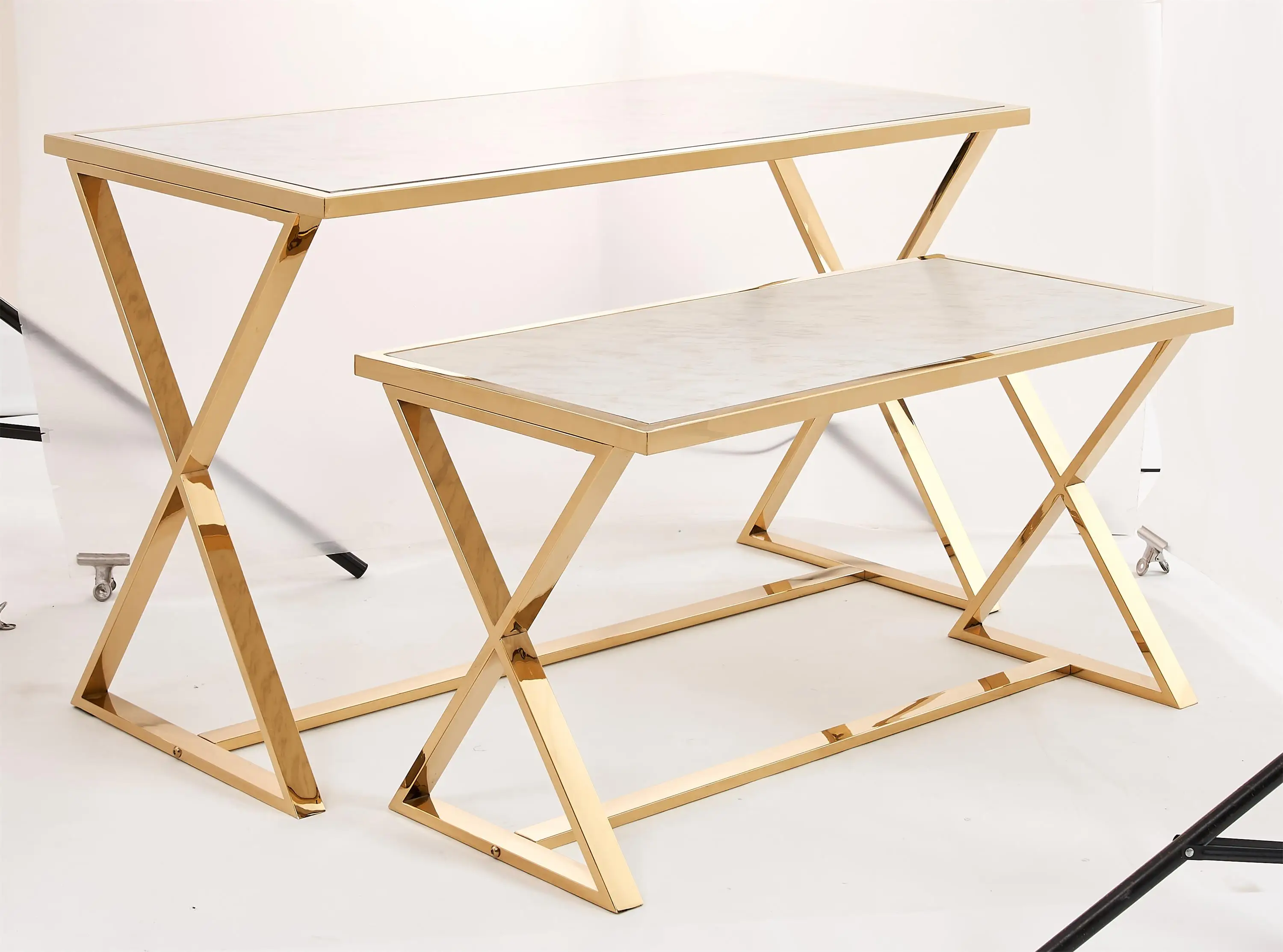 Gold Marble Grain Modern Display Table for Retail Clothes Shop