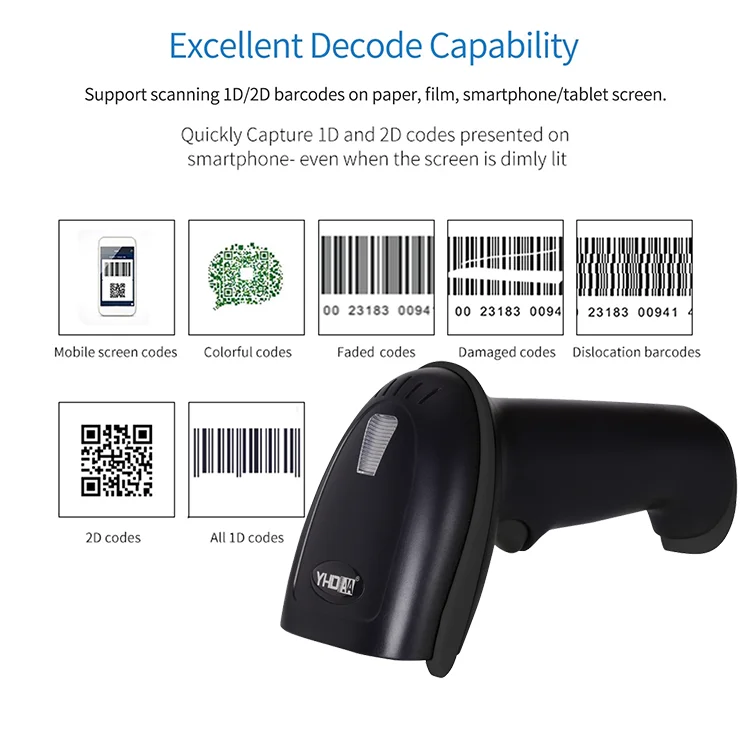 Wireless Barcode Scanner Laser Barcode Reader 1d 2d Qr Handheld Bar ...