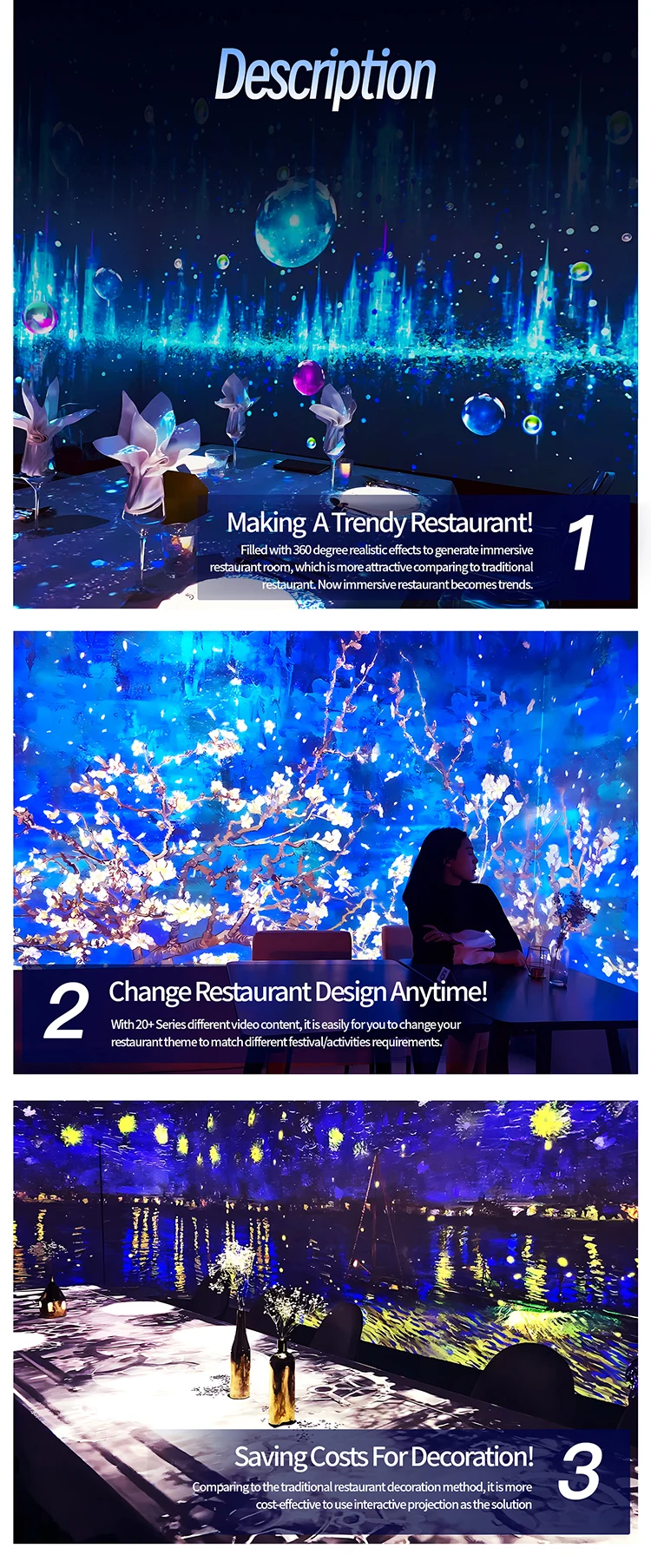 3D Holographic Interactive technology Dining Table Theme Interactive ...