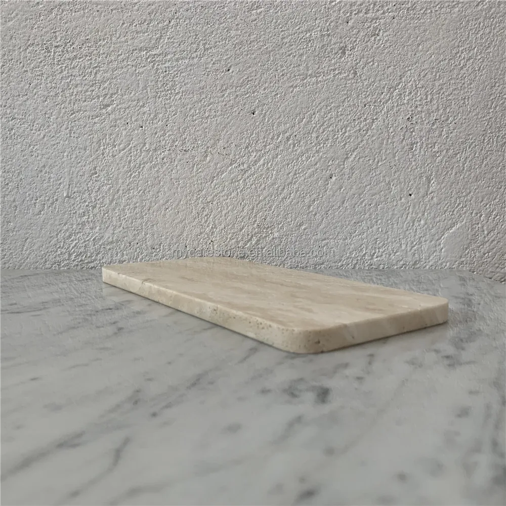 Rectangular Beige Travertine Jewelry Display Stone Tray