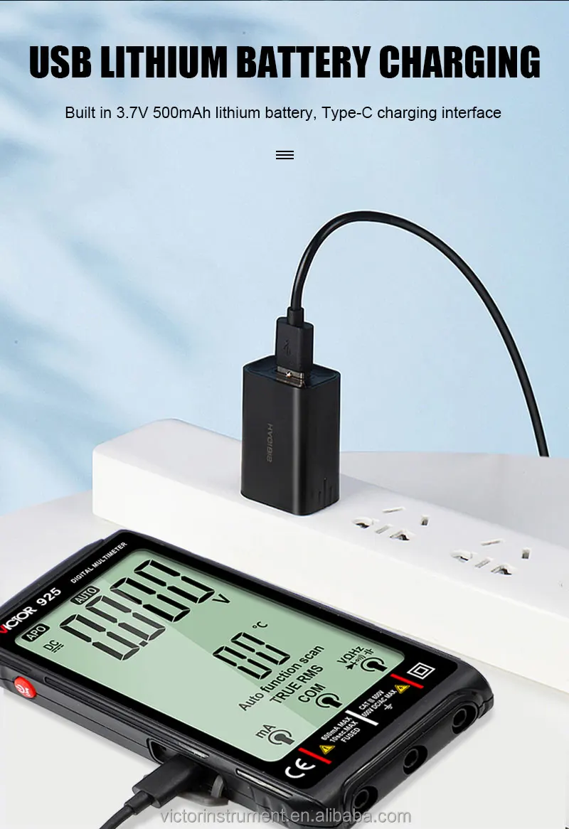 Rts Smart Digital Multimeter Victor 925 9999 Counts True Rms Auto Rechargeable Capacitance Meter ...