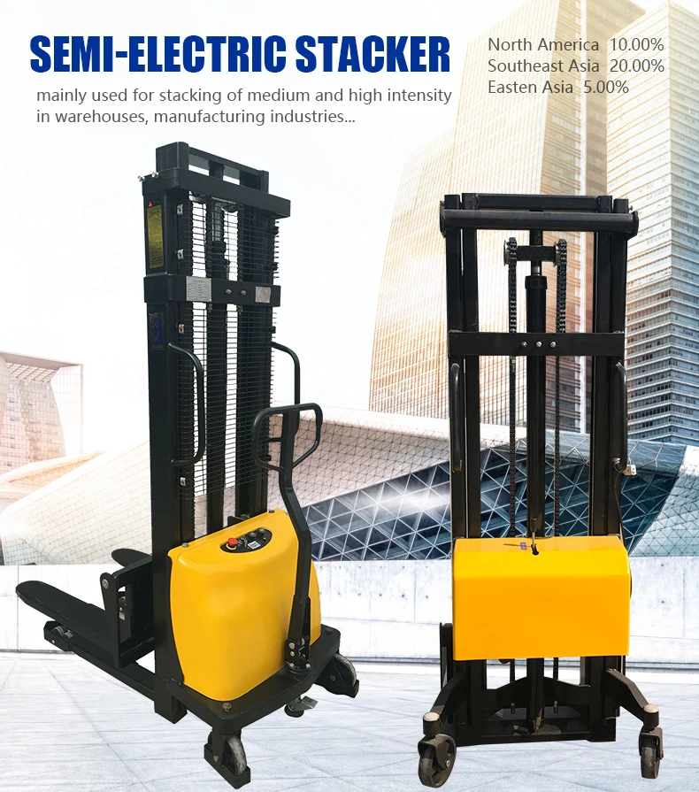 Pallet Stacker Electric Semi Stacker Forklift Stacker 2000 Mm - Buy ...