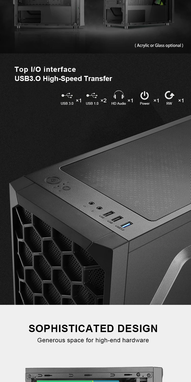 OEM ATX Computer Case PC Case Gaming Gabinete Pc Gamer Desktop ABS ...