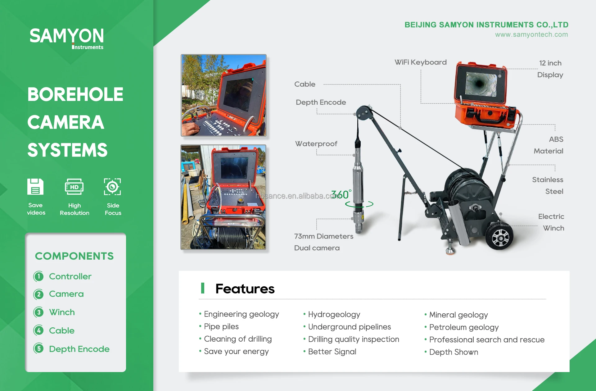 Multi-function 360 Degree Rotating Stainless Steel Well 300m Borehole ...