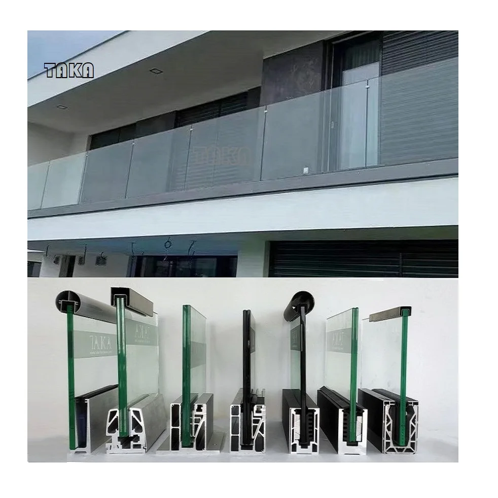 Floor Mounted Aluminum Base Shoe Glass Railing for Decking