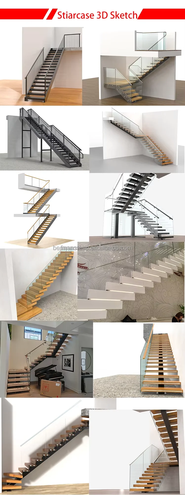 Indoor Floating Stairs - Modern Wooden Mono Stringer