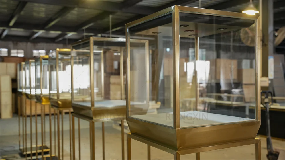 Retail Store Design Wooden Tempered Glass Reception Counter Display ...