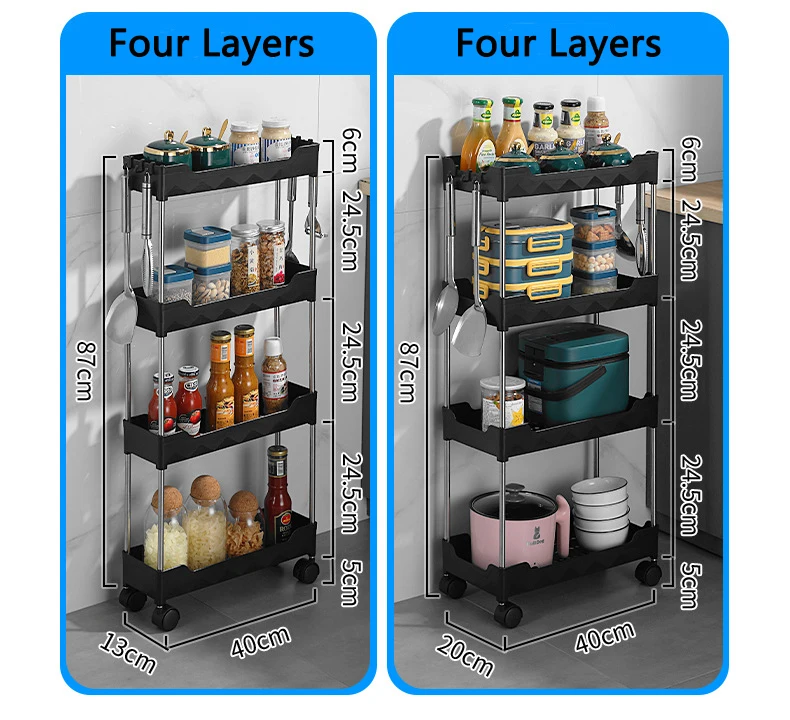 Genuine Trolley Plastic Movable Book Shelf Mobile Rolling Storage Cart ...