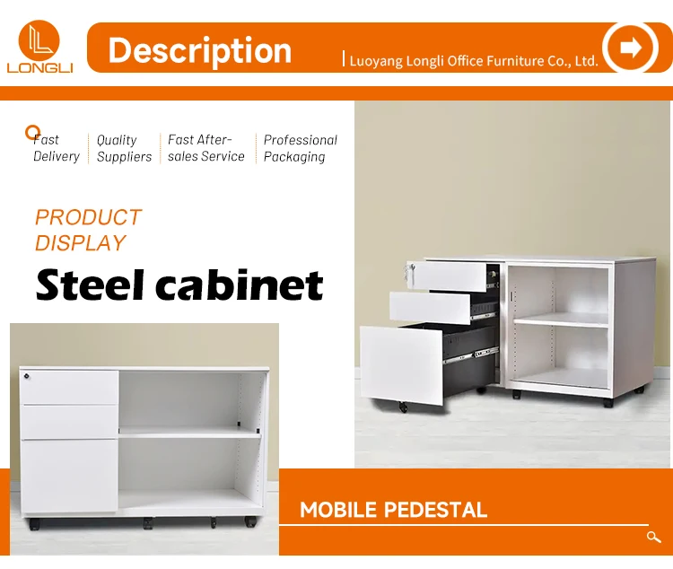 Office Furniture Metal Storage Filing Cabinet Movable Steel Lockable ...