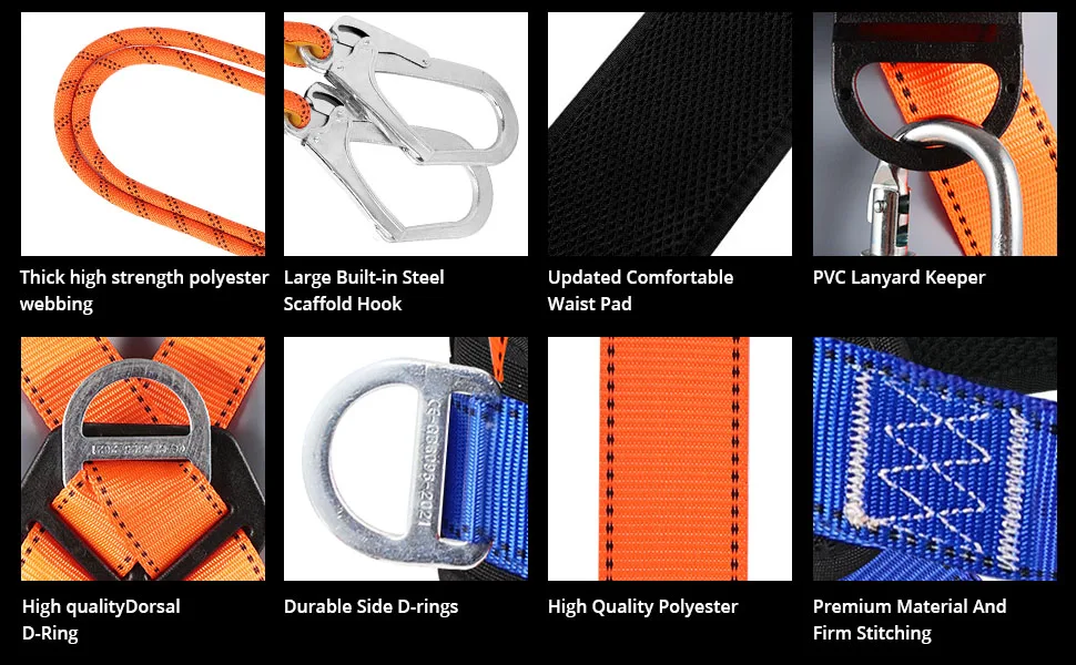 Full Body Safety Harness With Shock Absorbing Lanyard Updated ...