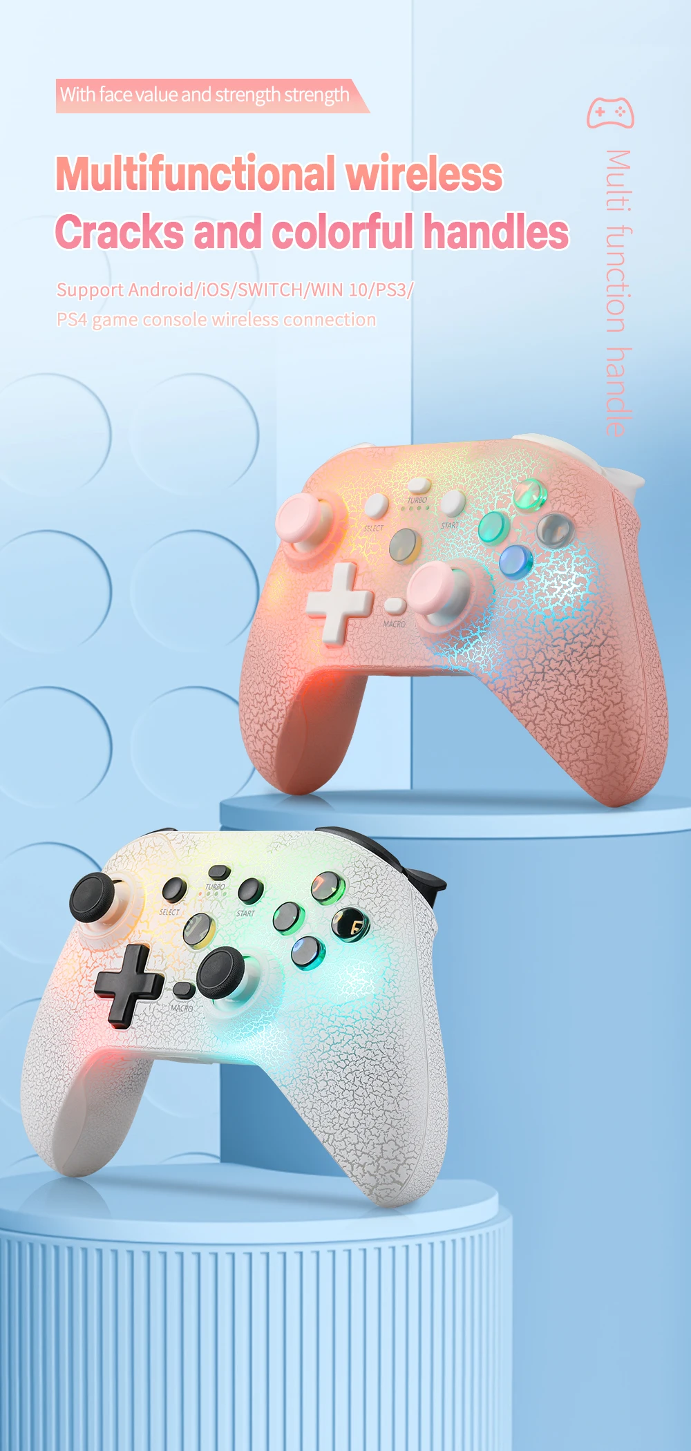 NS21 Dazzling RGB Light Effect Game Controller for Ios/android/pc