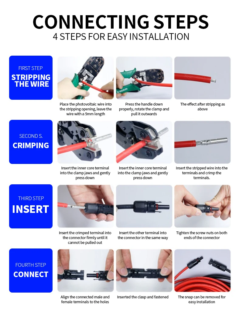 Uv Resistance Terminal Panel Connectors Mc - 4 Male Female Pv Solar ...